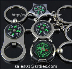 China Metal compass bottle opener keychains, metal compass key rings, zinc alloy, MOQ300pcs. supplier