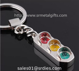 China Metal traffic light charm pendant keychains, epoxy painted traffic light fob key rings, supplier