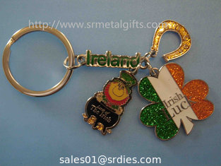 China Enamel glittering charm keychain, China metal key chain with enamel glitter drop pendants, supplier