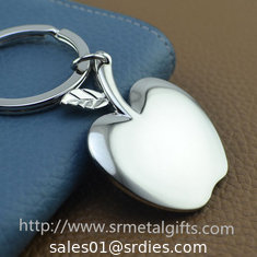 China Custom made metal apple fob key chain,silver plated apple drop pendant keyring,zinc alloy supplier