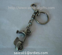 China Antique pewter scooter drop pendant key chain, vintage pewter scooter motorcycle keychains supplier