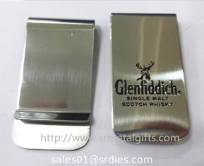 China Promotional metal money clip with etched logo, custom made stainless steel money clip gift supplier