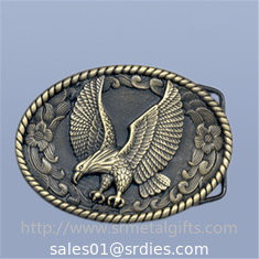 China Metal old time style antique brass oval American eagle emblem belt buckle for men belt, supplier