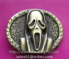 China Halloween ghost design metal belt buckle,antique brass plated Hallowmas gift, zinc alloy, supplier