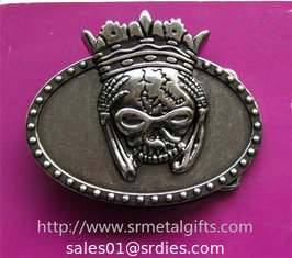 China Retro classic antique nickel skull belt buckle for men belt, metal skull belt buckles supplier