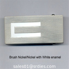 China Brush nickel rectangle flat belt buckle with enamel painted logo, cheap price,zinc alloy, supplier