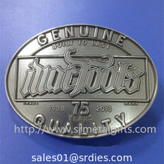 China Classic antique pewter oval metal belt buckles with brand logo design, supplier