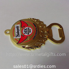 China Gold plated bottle opener with logo text painting, custom logo painted bottle openers, supplier