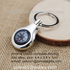 China Water drop chrome plated metal compass keyring, hiking kit compass keychain, supplier