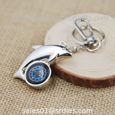 China Chrome camping compass keyring with heavy duty snap hook, metal compass keychain, supplier