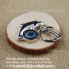 China Luxury chrome fish designer compass keyring, custom hiking compass keyring, supplier