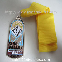 China Metal Marathon relay medal with ribbon, epoxy hollow Marathon race medallions, supplier