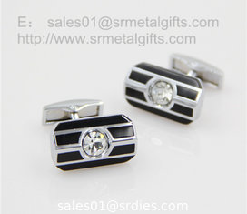 China Crystal stone cufflink with black enamel, gemstone cufflinks for men' shirt, supplier