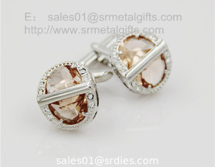 China Yellow zircon crystal cuff links, bespoke crystal cufflinks to your designs, supplier