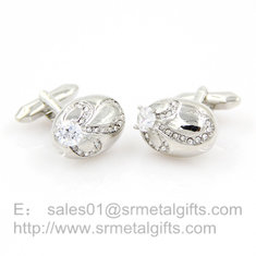 China Luxury designer crystal stone cufflinks, stocked jewelry cufflink with rhinestone inset, supplier