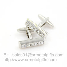 China Retro silver stone cufflinks for business wear, jewelry cufflink inset with rhinestone, supplier