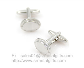 China Engravable oval cuff links for men, engravable silver cufflinks with rhinestones, supplier