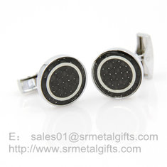 China Novelty cufflinks for men's suit, silver plated cufflinks with round cut stone, in stock, supplier