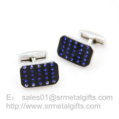 China blue glass stone cufflinks for men gift, Czech stone glass cover cuff links, supplier
