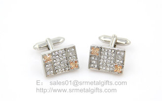 China China cufflink factory for classic rhinestone rectangle cufflinks, in stock, supplier