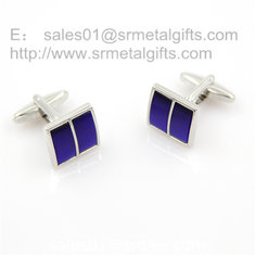 China Blue cat's eye stone cufflinks for men, 16mm square silver and blue cats eye cuff links, supplier