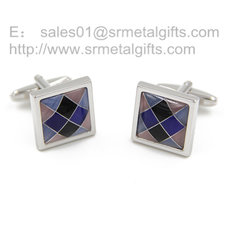 China 18mm square checkered mother of pearl cufflinks in stock, stocked shell cuff links, supplier