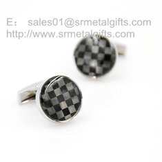China 18mm glass top mother of pearl round cufflinks, plaid mother of pearl cufflinks in stock, supplier