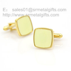 China 17mm square gold cufflinks for men's suit, stocked gold plated cuff links for men, supplier