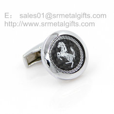 China 20mm round horse image cufflinks with glass top, stocked cuff links for men, supplier