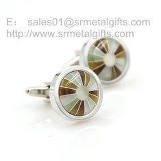 China 3/4" round mother of pearl cufflinks, 3/4 inch round cufflinks with multi color MOP inlay, supplier