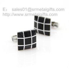 China Genuine Mother of Pearl and silver plaid cufflinks, MOP inlay in the silver frame, supplier