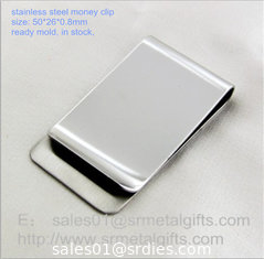 China Cheap plain polished steel money clips in stock, available with customized logo imprint supplier