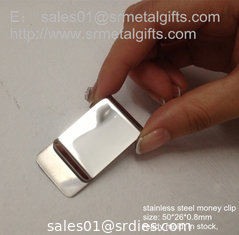 China Mirror surface stainless steel money clips in stock, small quantity wholesale, supplier