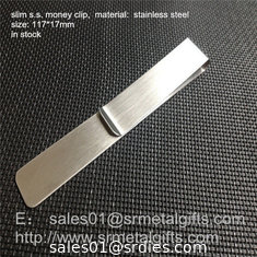 China Brushed stainless steel extra slim money clip, slim brush steel money clips, supplier