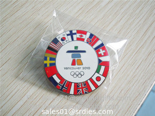 China Soft enamel Olympic Games lapel pin, enamel Olympics lapel pin with butterfly clutch, supplier