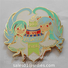 China Exquisite enamel volunteer lapel pin, tailored enamel lapel pin for garment ornament, supplier