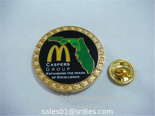 China Branding logo painted lapel pins with butterfly clutch, gold paint lapel pins, supplier