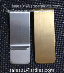 China Brushed brass money clips with logo imprint, brass or stainless steel material, supplier