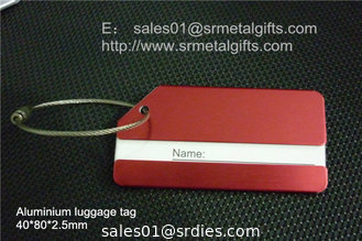 China Aluminum luggage tag with wire cable loop, brushed aluminium luggage tag, supplier