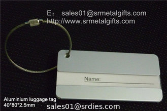 China Brush Aluminum luggage tag with slide name paper insert, brushed aluminium tags, supplier