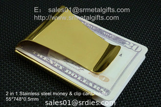 China Premium gold plated steel money clip and credit card holder wallet for man gifts, supplier