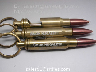 China Hollow bullet can opener keyring, ready mold, bullet shape bottle can opener key ring, supplier