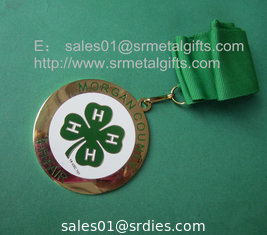 China Brass metal club medals with color filled, promotional engraved metal club medals, supplier