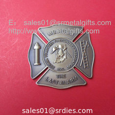 China Custom metal fire fighting medals, personalized antique brass fire fighter medallions, supplier