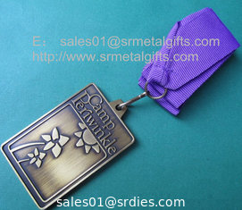 China Custom metal engraved anniversary medals with ribbon, antique brass collectible medals, supplier