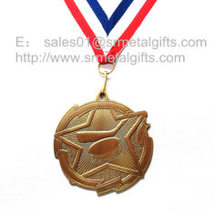 China Custom metal blank engraved hockey medals with ribbon, antique brass plated, supplier
