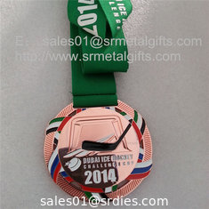 China Polish bronze metal ice hockey challenge medals with colour filled, metal hockey medals, supplier