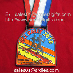 China Coloured metal runner relay race winner medals, metal running medal with color filled, supplier