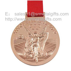 China Polished bronze Olympic games medals with ribbon, Olympics trophy and award medals, supplier