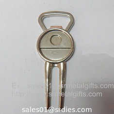 China Metal beer opener golf divot tools, 2-in-1 bottle opener golf pitchfork repair tools, supplier